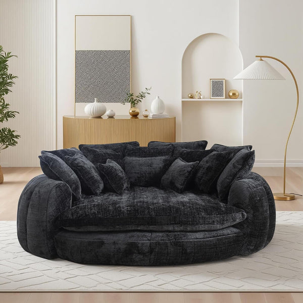 Oversized Upholstered Round Sofa Bed, Circle Chaise Lounge Chair Indoo ...