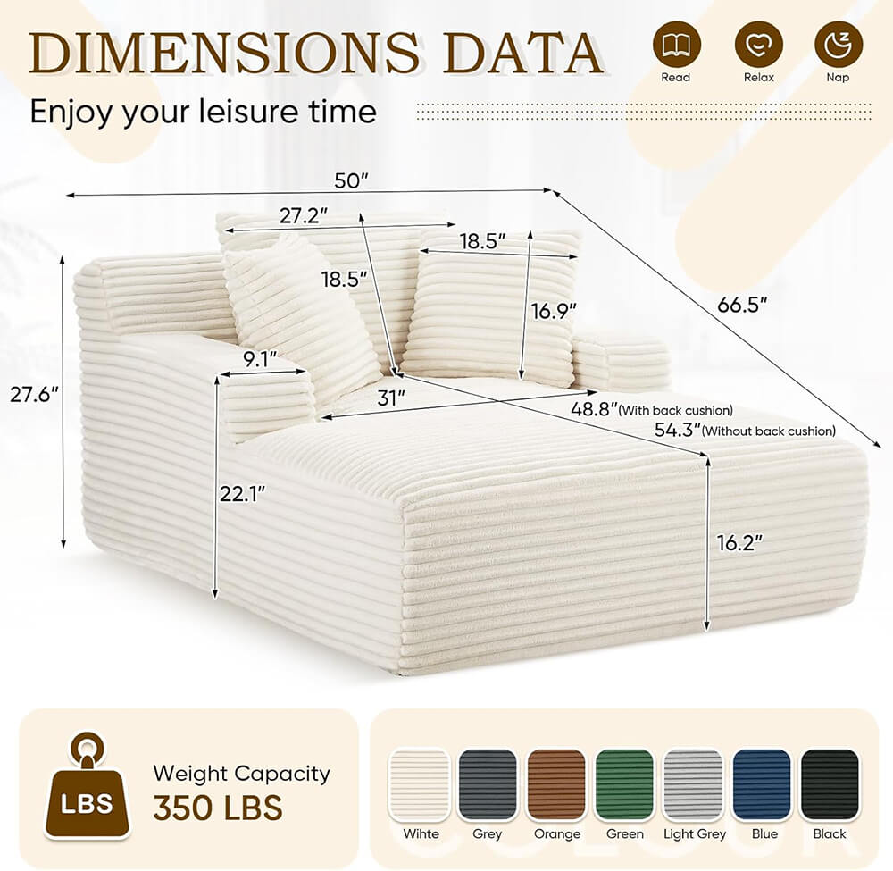 50" Comfy Fluffy Cloud Couch,Modern Deep Seat Sofa,Single Sleeper Sofa ...